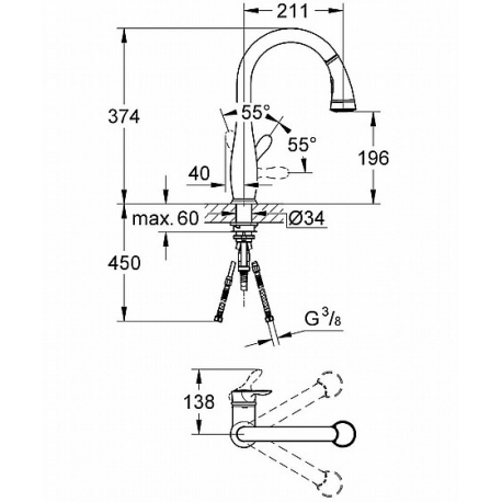 ברז מטבח גרואה נשלף זדרה חדש מבית GROHE Zedra 32294002 | מבצעים | קורצקי